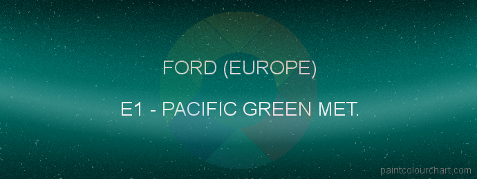 E1 Pacific Green Met. for Ford (europe) bodywork | PaintColourChart.com