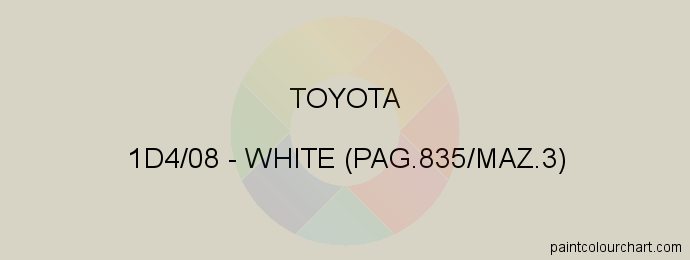 1D4/08 White (pag.835/maz.3) for Toyota bodywork | PaintColourChart.com